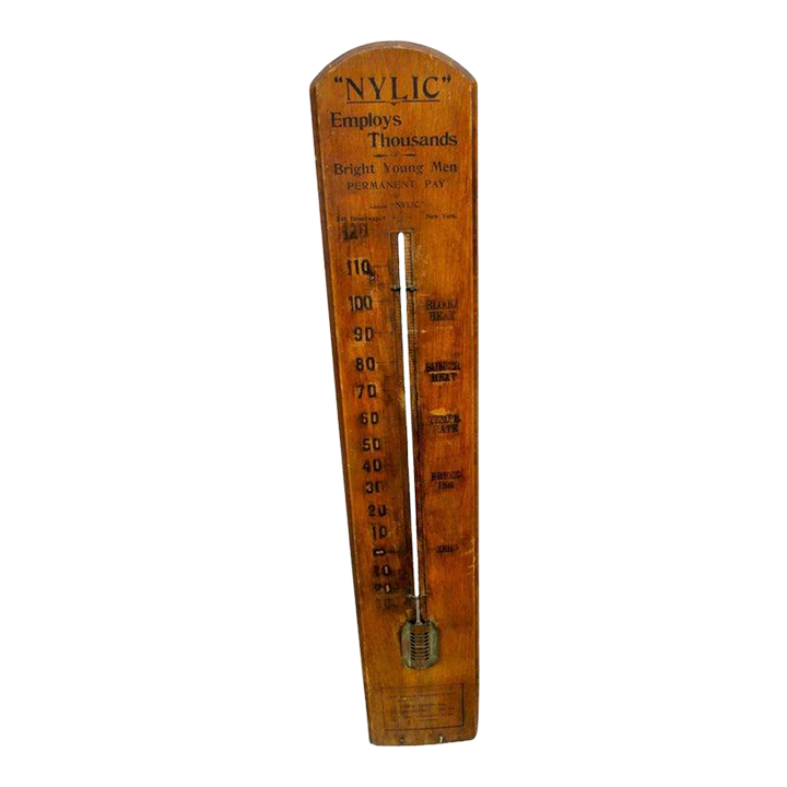 19thc Giant Wooden Advertising Thermometer New York Life Insurance Co ...