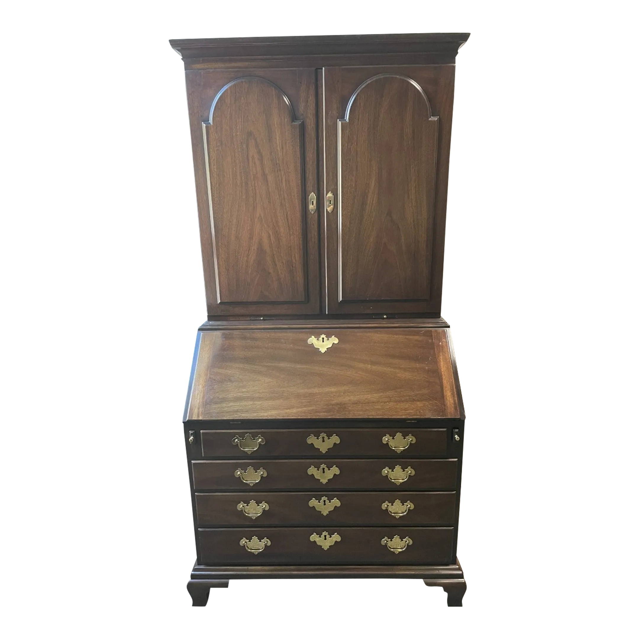 20th Century Kittinger Blind Door Secretary Bookcase | Chairish
