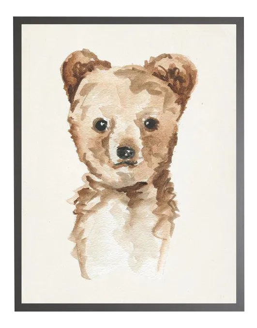 Watercolor Baby Cub Framed Print - 23" X 29" | Chairish