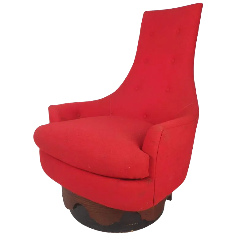 Mid-Century Modern High Back Swivel Lounge Chair by Rowe | Chairish