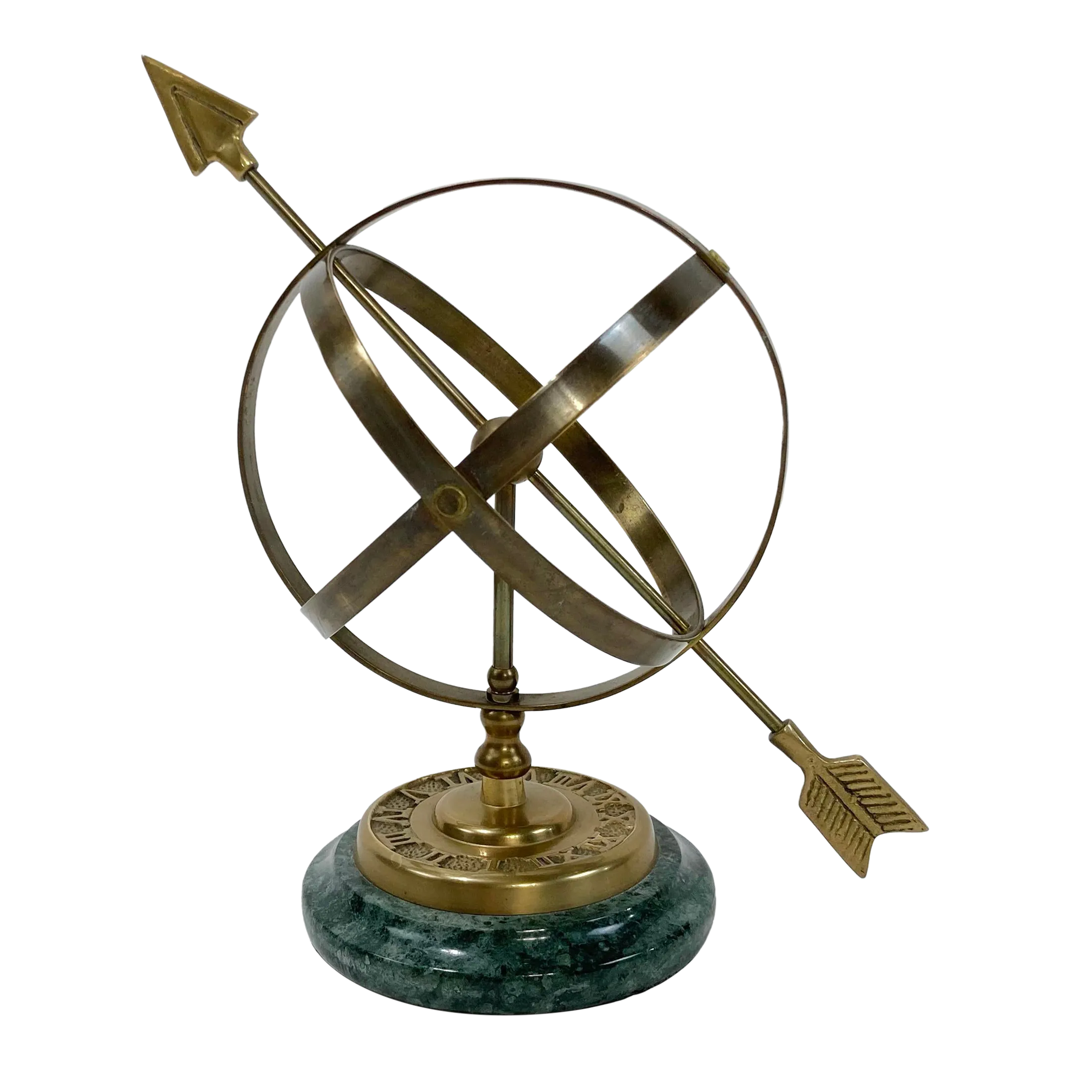 Vintage Brass Armillary Sphere on Marble Stand | Chairish
