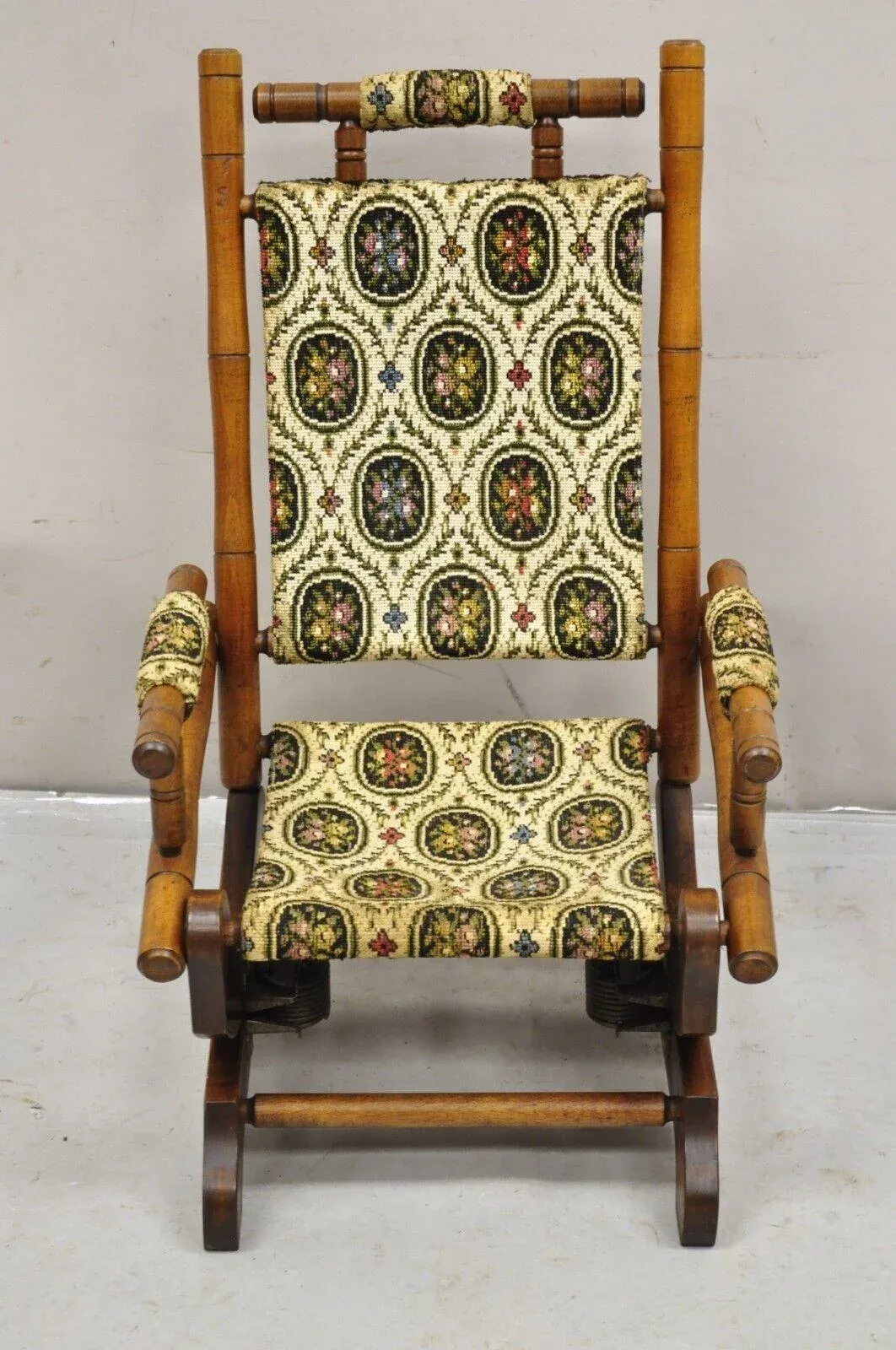 Early 1900s Antique Victorian Small Child s Maple Wood Platform Rocker Rocking Chair