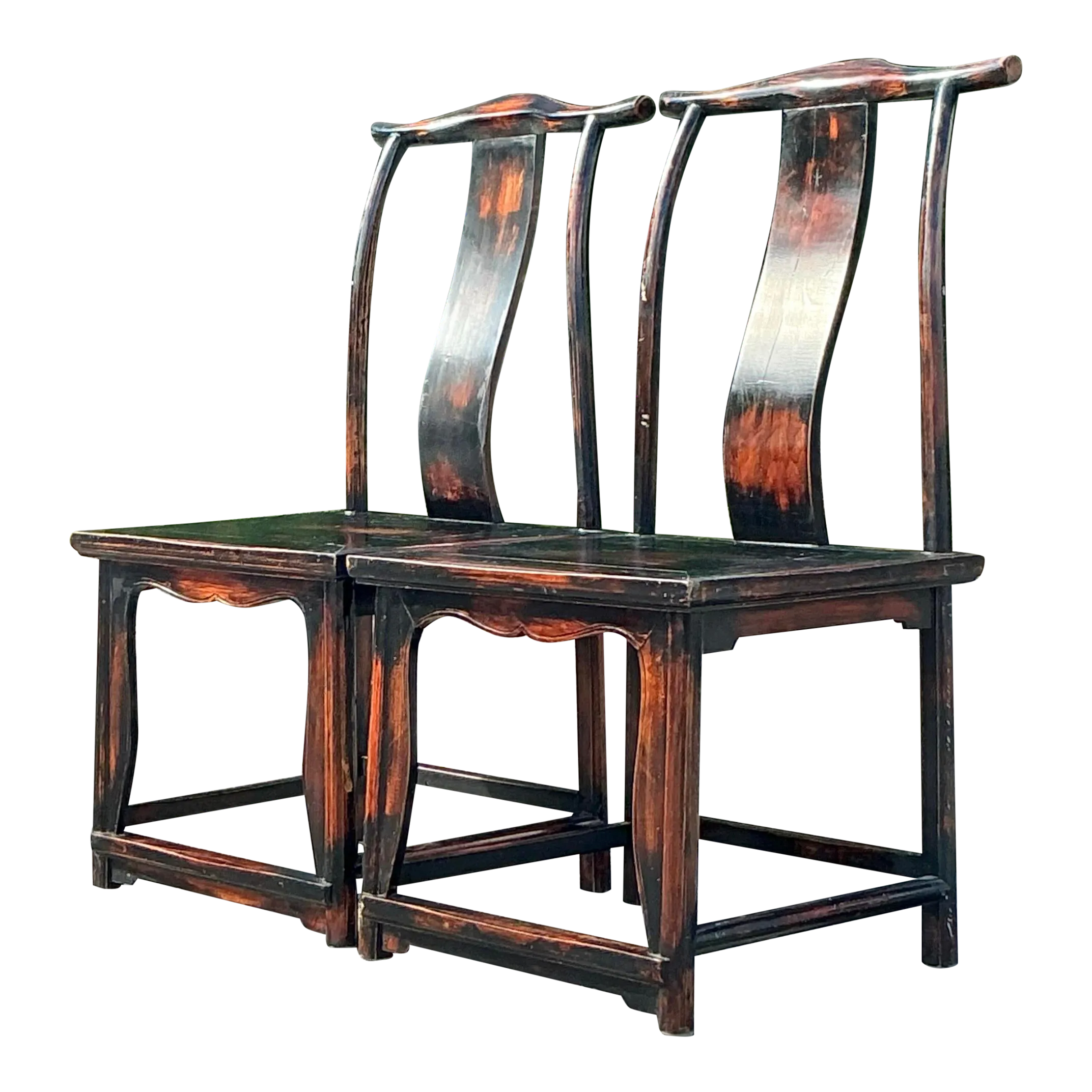 Vintage Asian Reclaimed Wood Emperor Chair - a Pair | Chairish