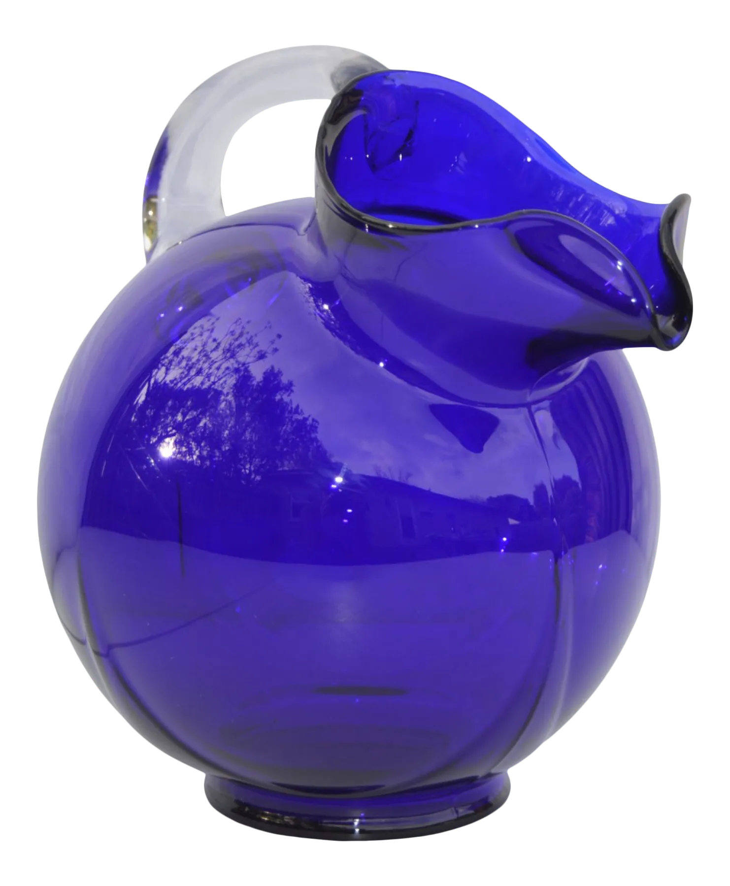 Vintage Cobalt Blue Glass Art Pitcher | Chairish