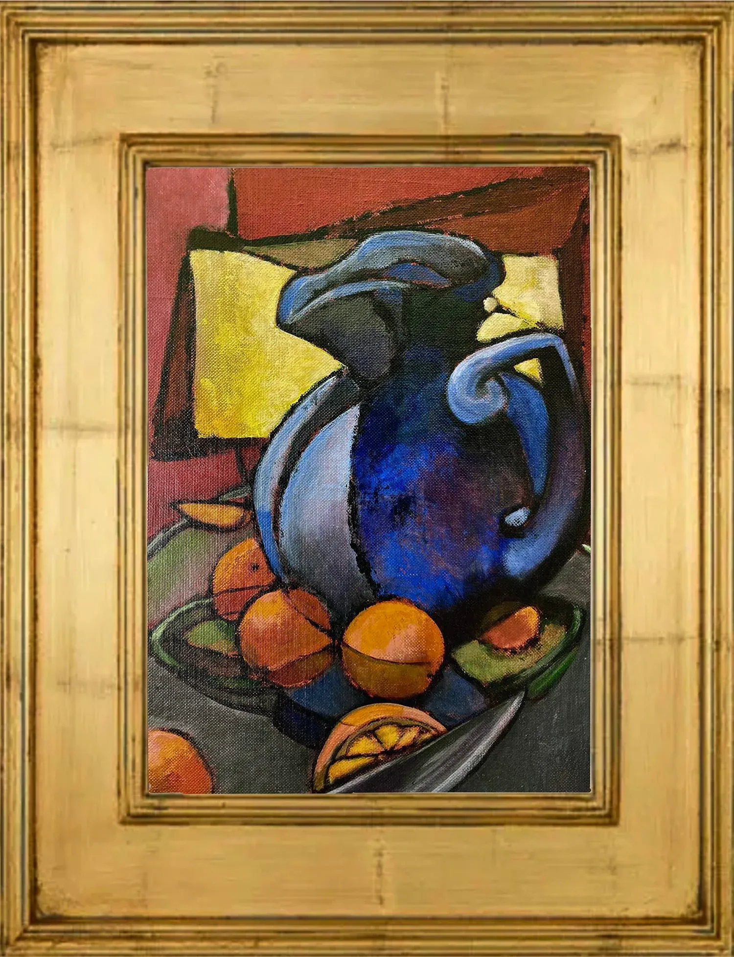 Fauvist Still Life Painting With Pitcher and Oranges | Chairish