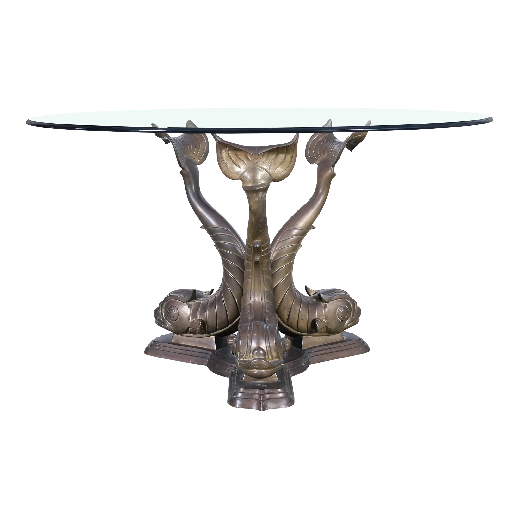 1970s Monumental Bronze Koi Fish Dining Table | Chairish