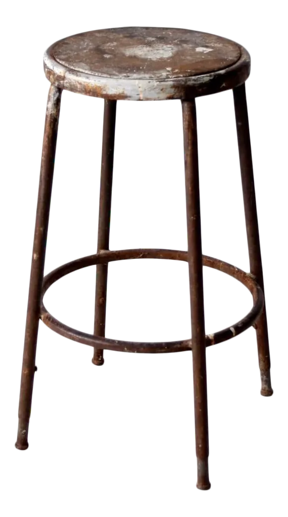 Vintage Industrial Metal Stool | Chairish