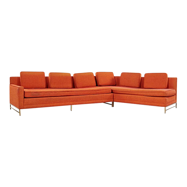 Paul McCobb Style Rowe Mid Century Brass Sectional Sofa | Chairish