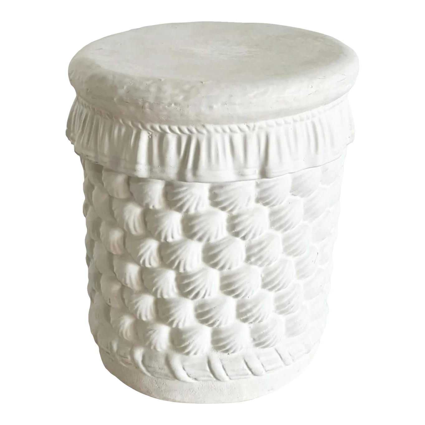 Coastal Cast Ceramic Sculpted Seashell Side Table/Pedestal | Chairish