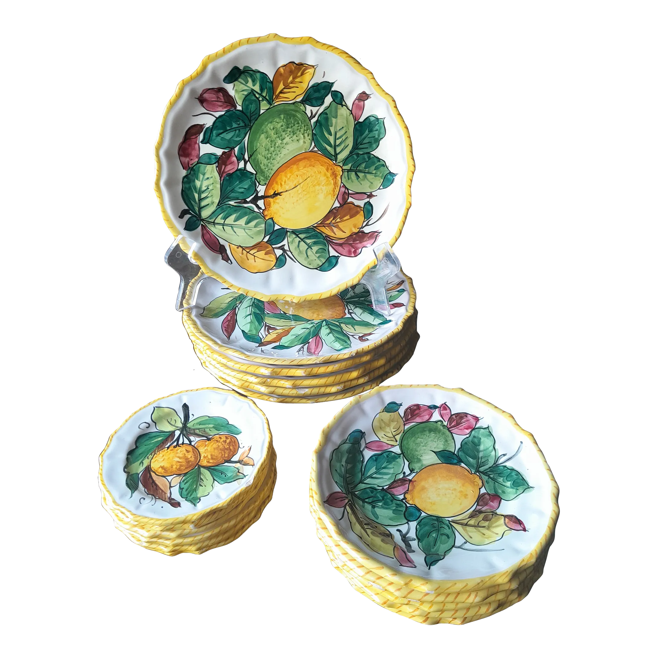 Vintage Handmade Italian Porcelain Botanical Dinnerware With Lemon and ...