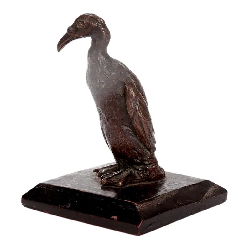 Vintage Miniature Bronze Cormorant Figurine or Sculpture | Chairish