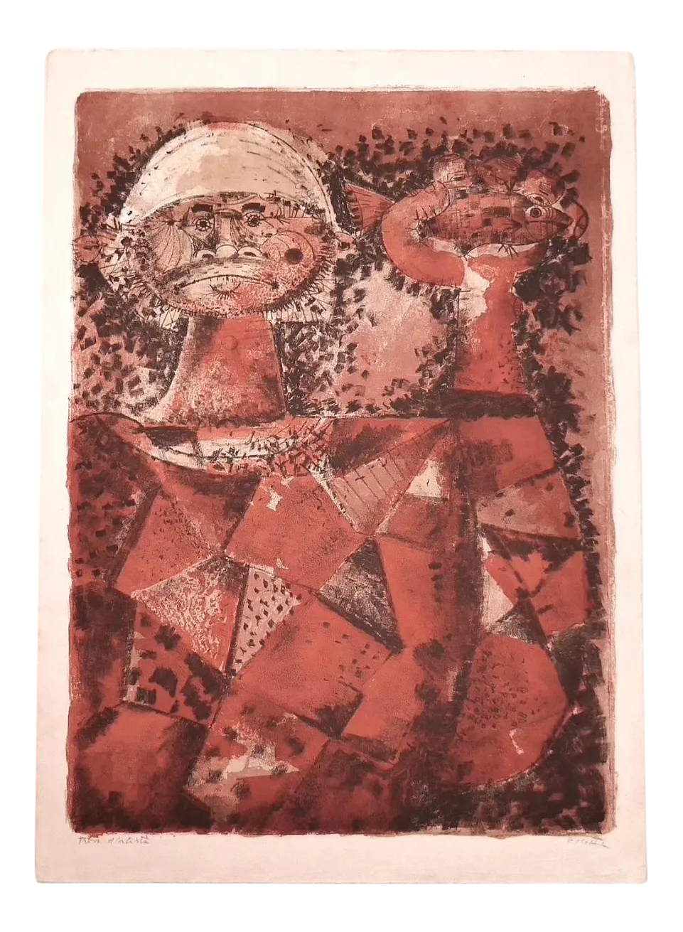 Federico Righi - the Fisherman - Original Lithograph - Mid-20th Century ...