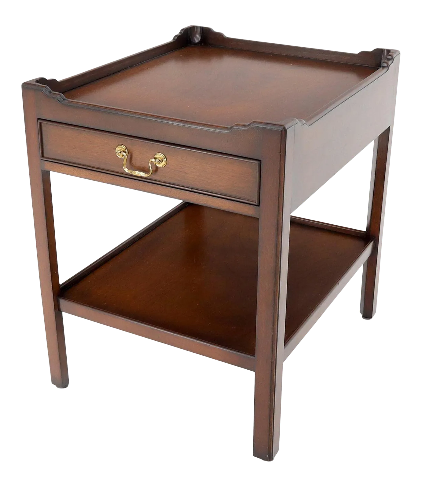 Southampton Mahogany Gallery Top Brass Drop Pull One-Drawer End Table ...