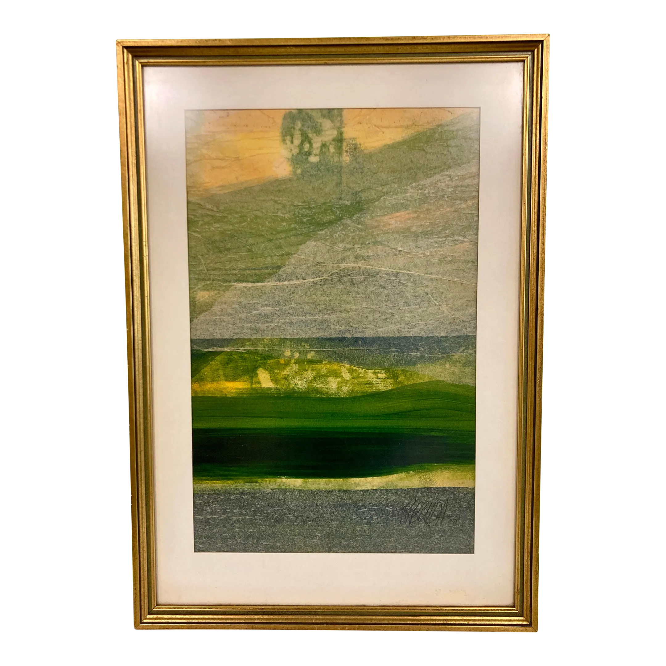 1970s Richard Russell Benda Mixed Media Landscape Painting, Framed ...