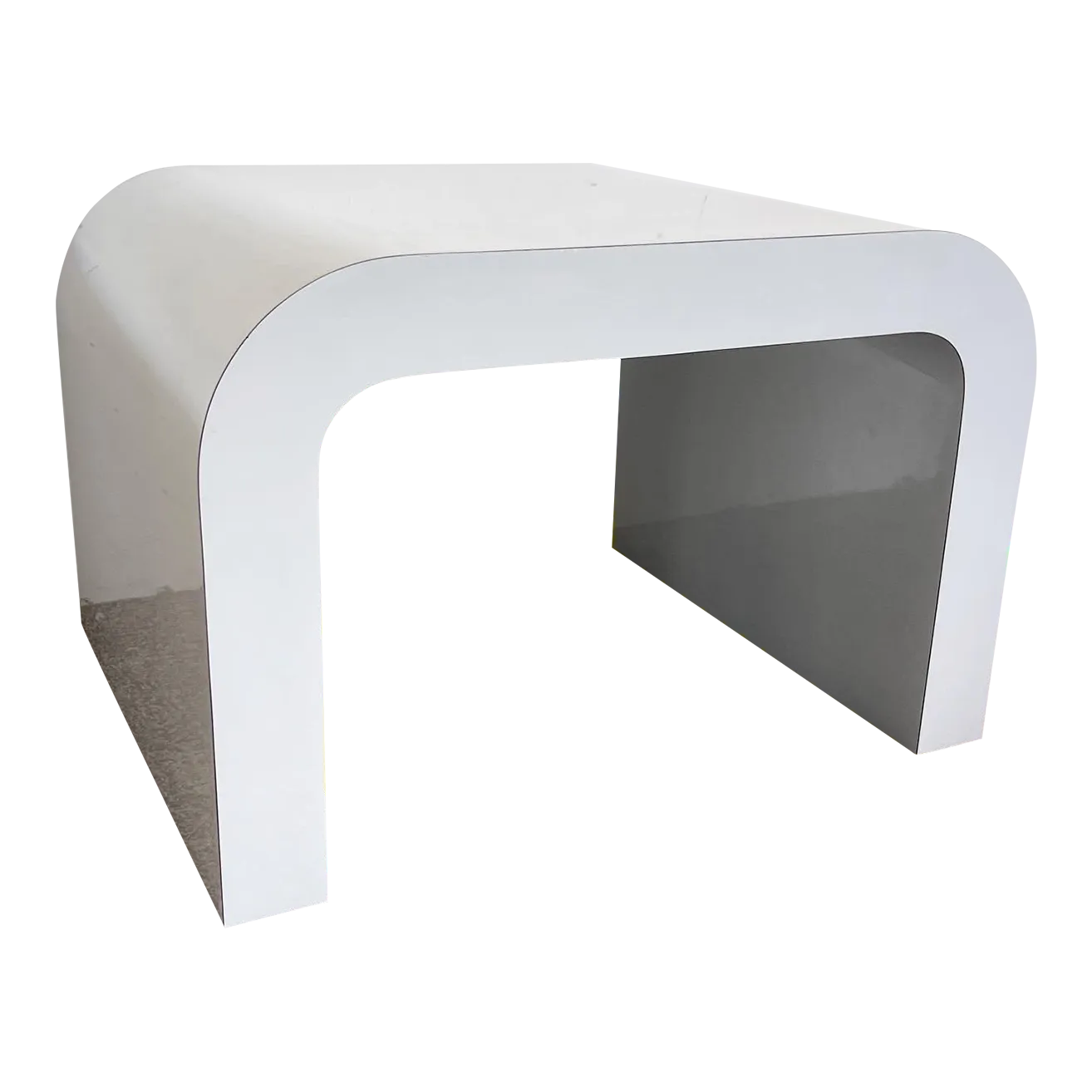 Postmodern Grey Lacquer Laminate Waterfall Side Table | Chairish