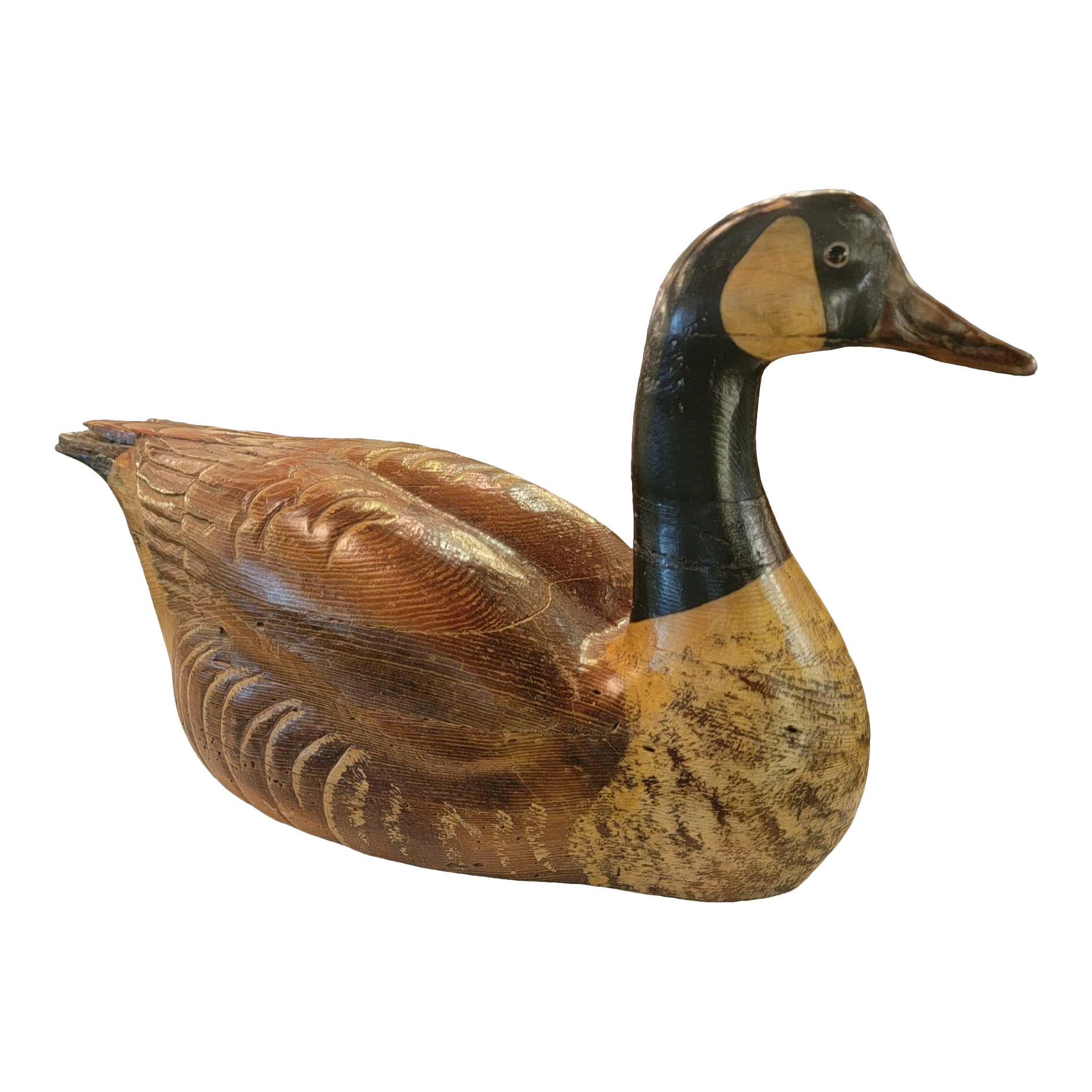 1960s Canadian Hand-Carved Goose Decoy With Glass Eyes | Chairish