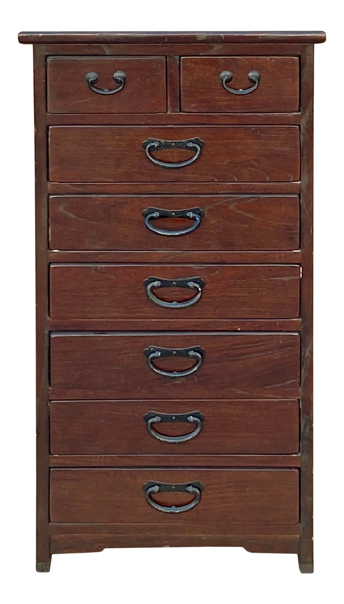 Oriental Chinese Brown 8 Drawers Slim File Storage Cabinet | Chairish