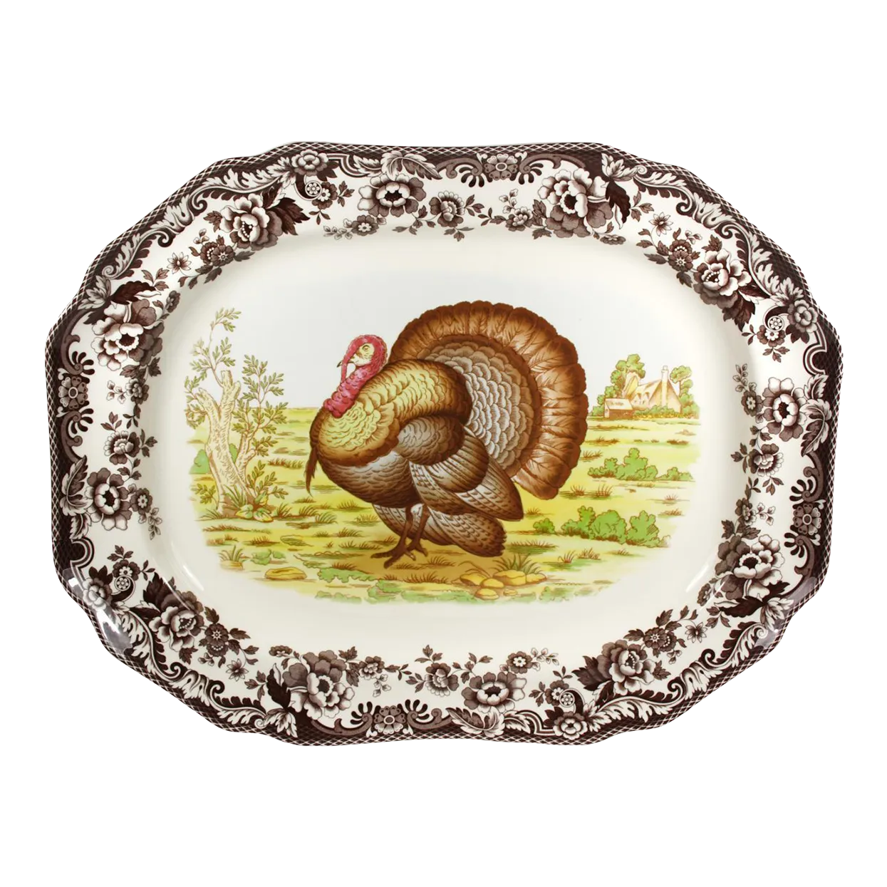 Spode Woodland Turkey Octagonal Platter 19" | Chairish