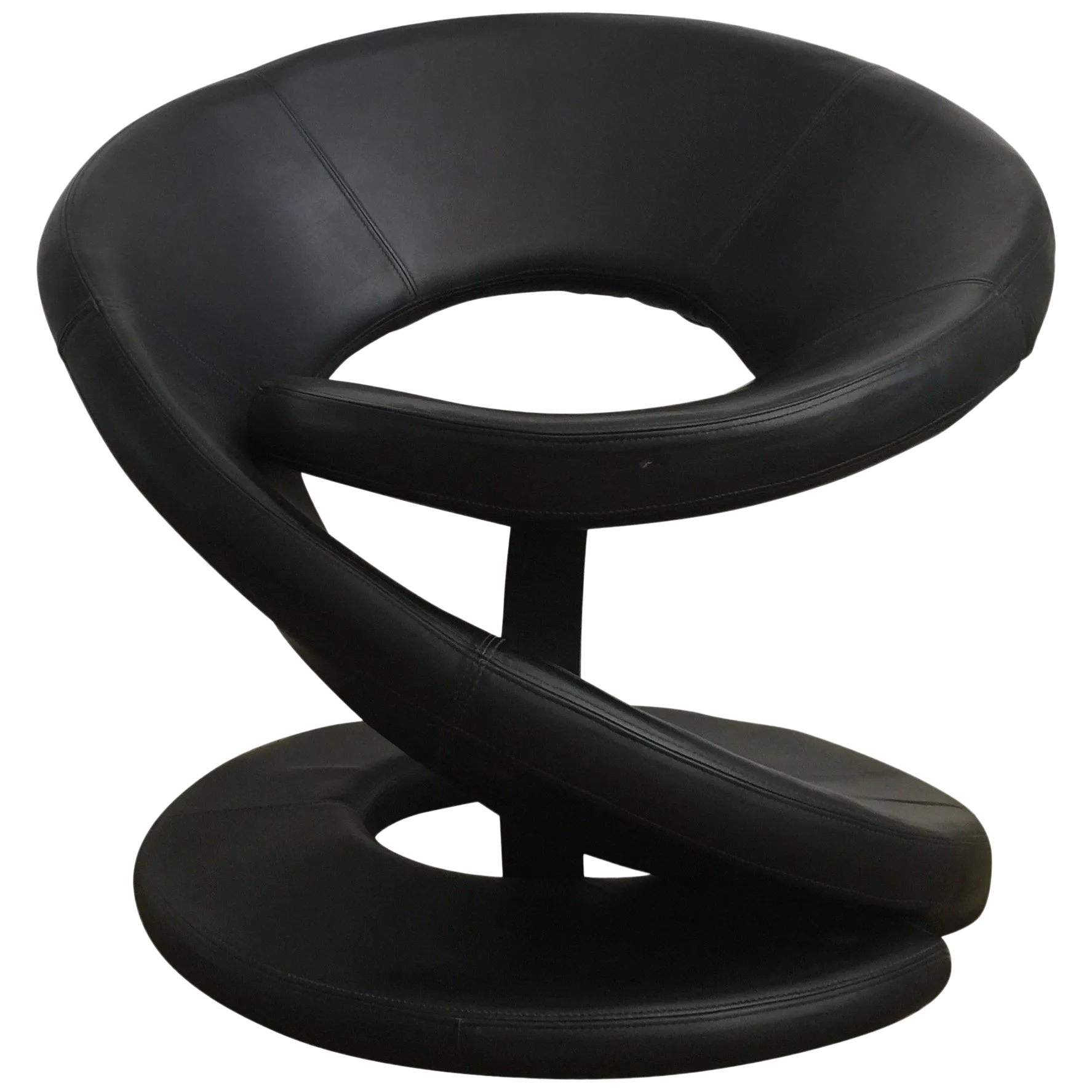 Sculptural Spiral Leather Ribbon Lounge Chair After Louis Durot | Chairish