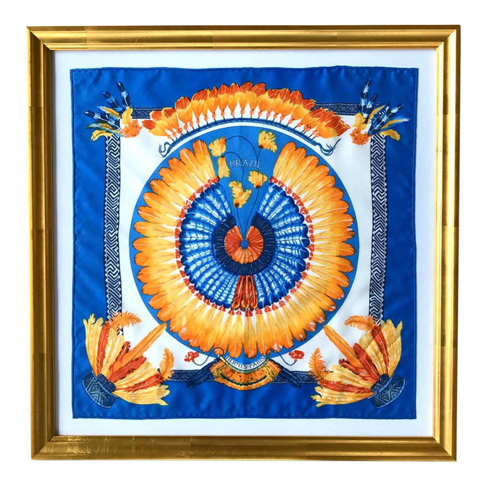 Hermes Brazil Framed Vintage Silk Scarf | Chairish