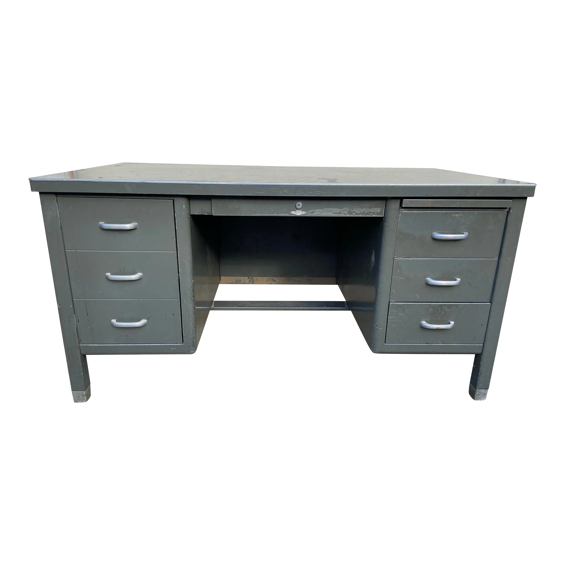 1940s Vintage Mid Century Modern Metal Tanker Desk | Chairish