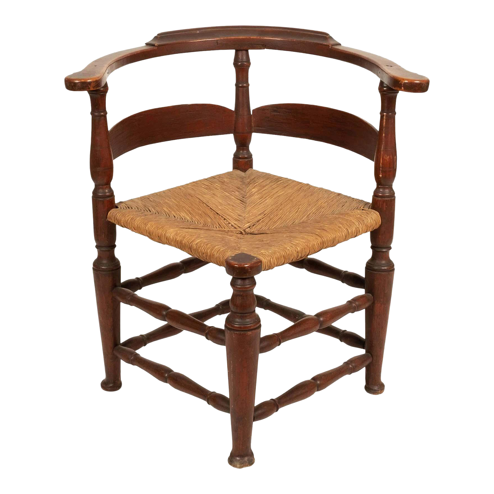 Antique Country Rush Seat Corner Chair | Chairish