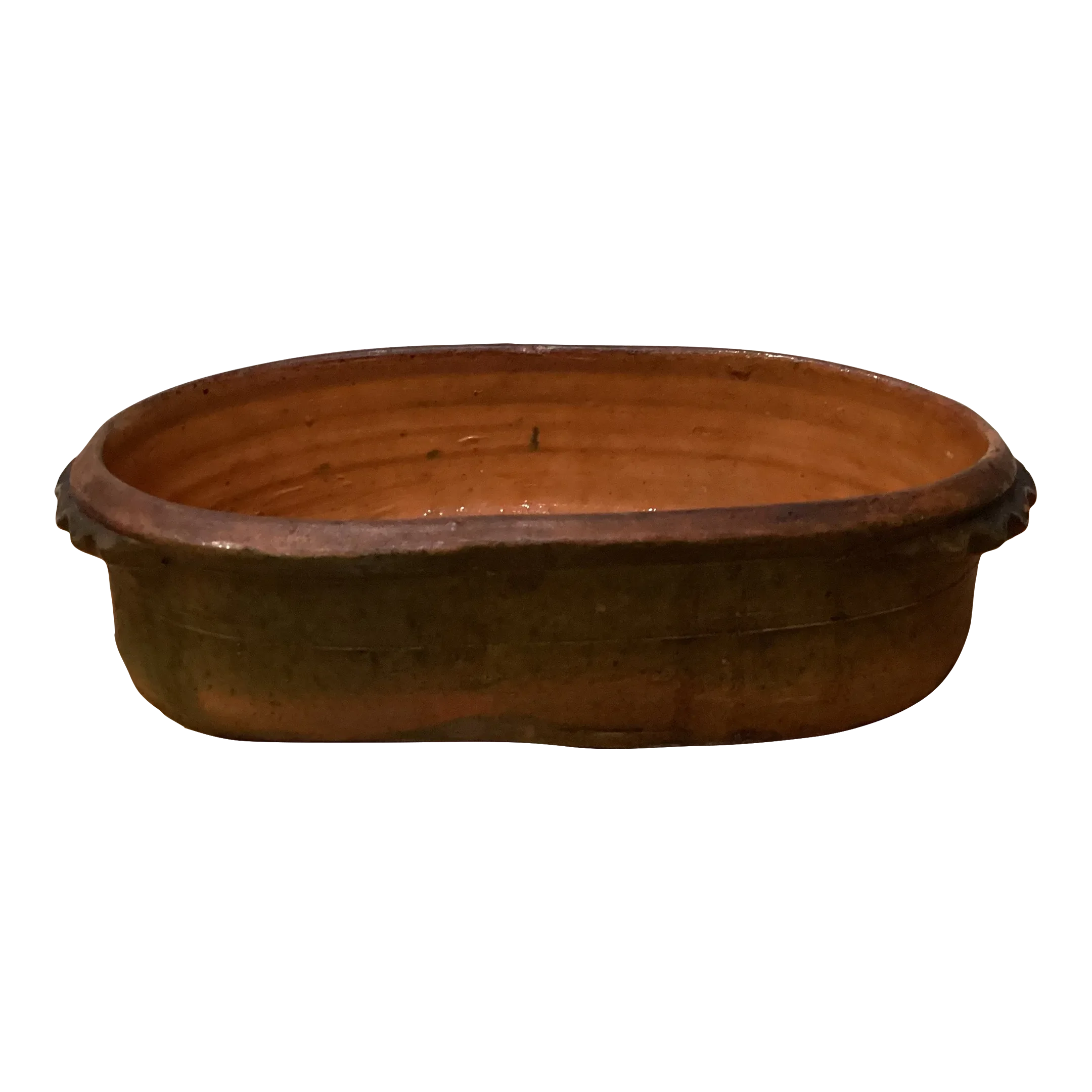 Antique French Glazed Terracotta Oval Baking/Cooking Vessel | Chairish