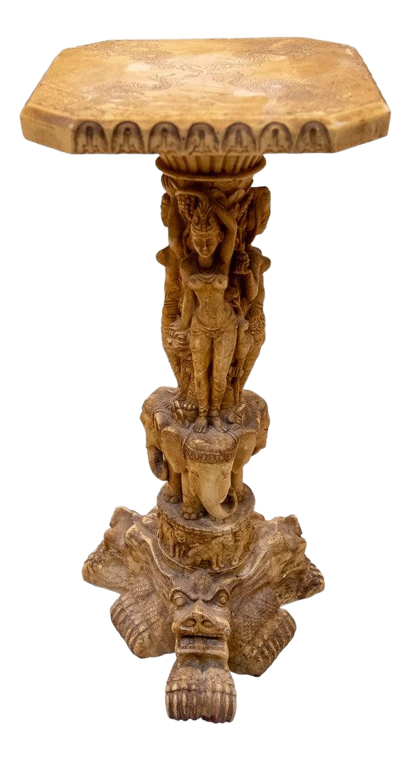 Vintage Asian Dragon Opium Bone Resin Pedestal Stand Table from the ...