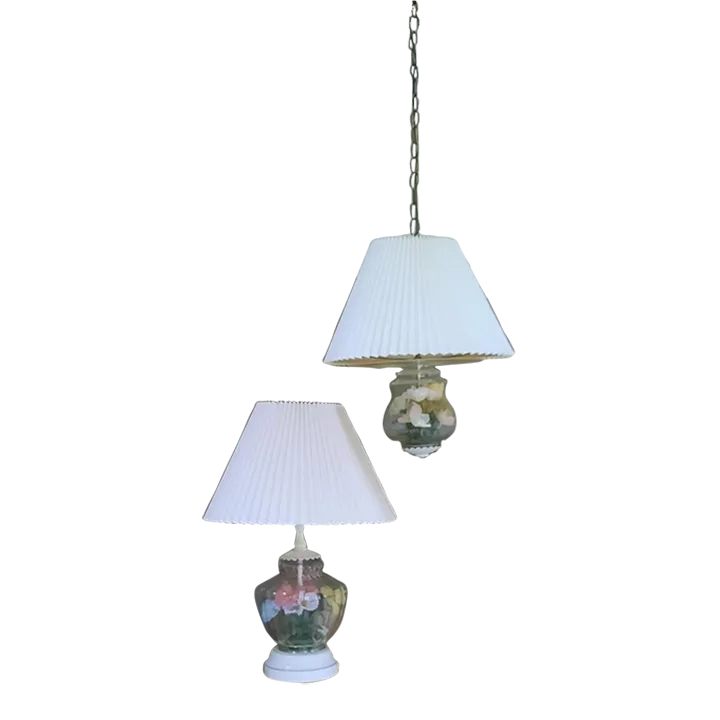 Vintage 1970’s Mid-Century Modern Swag Hanging Lamp & Matching Table ...