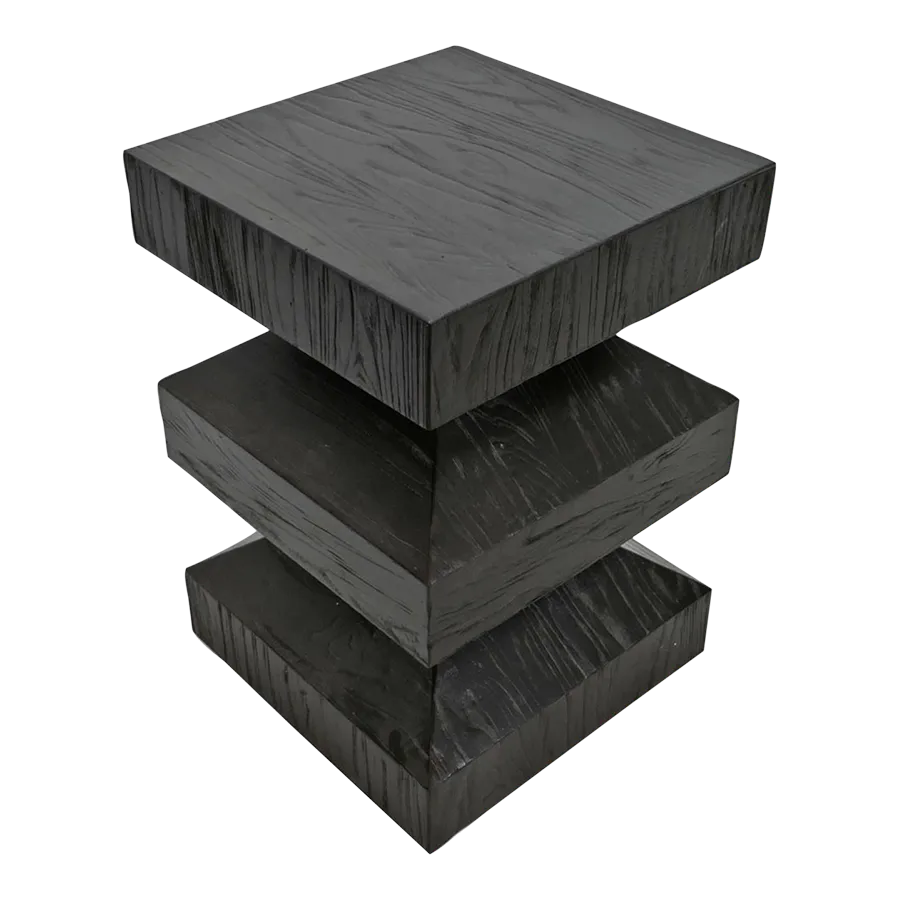 Ebony Oak Prism Side Table | Chairish