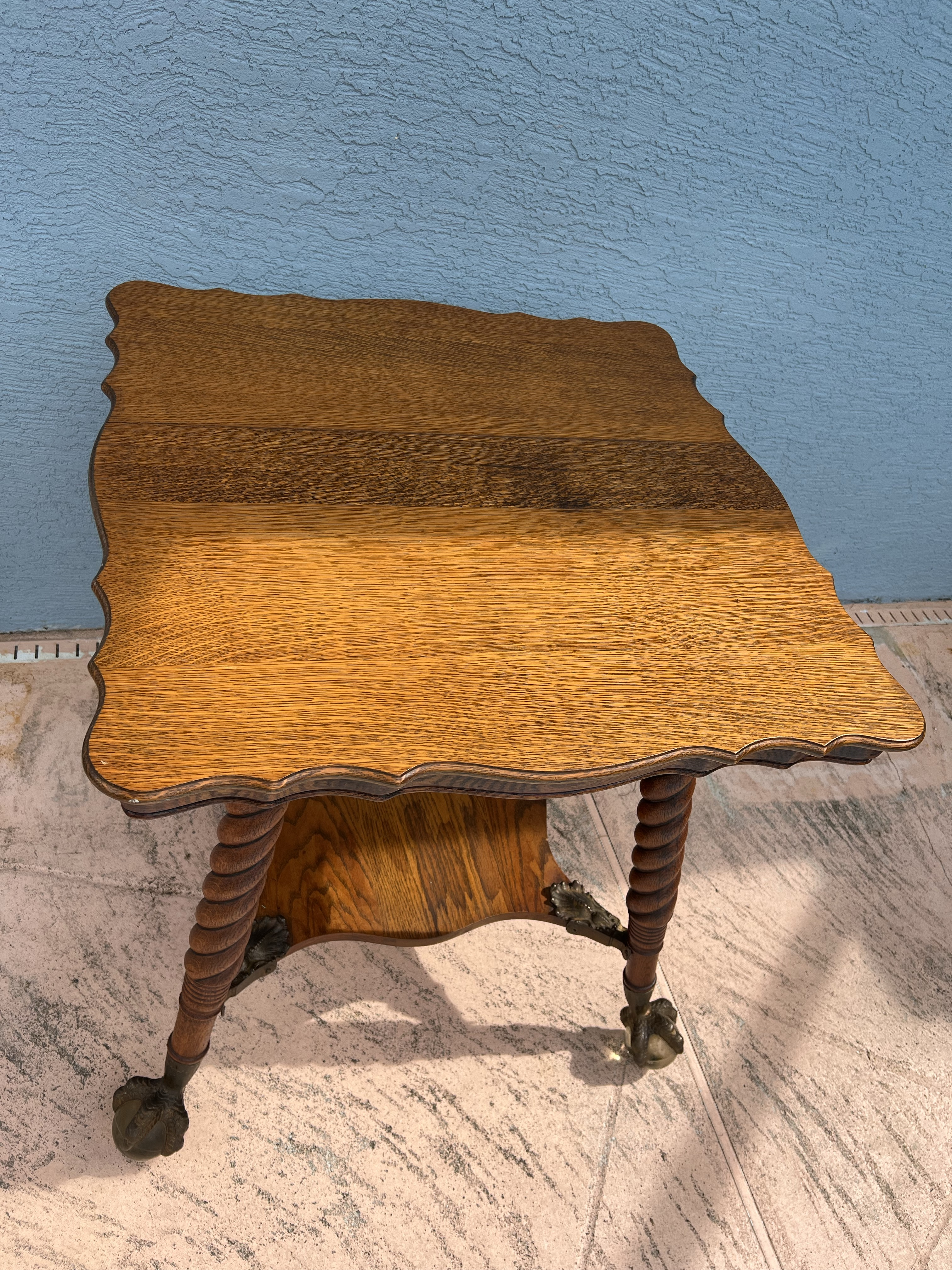Tiger oak table with claw feet store