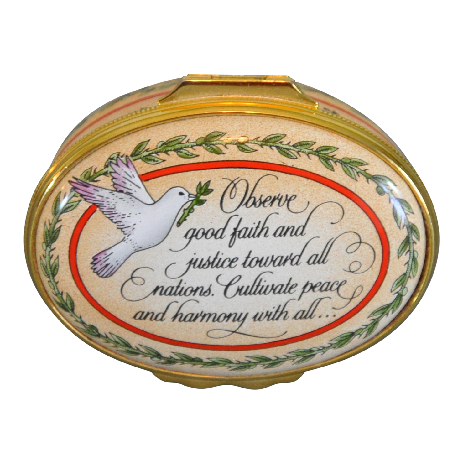 Late 20th Century Halcyon Days English Enamel Trinket Peace Box, Issued ...