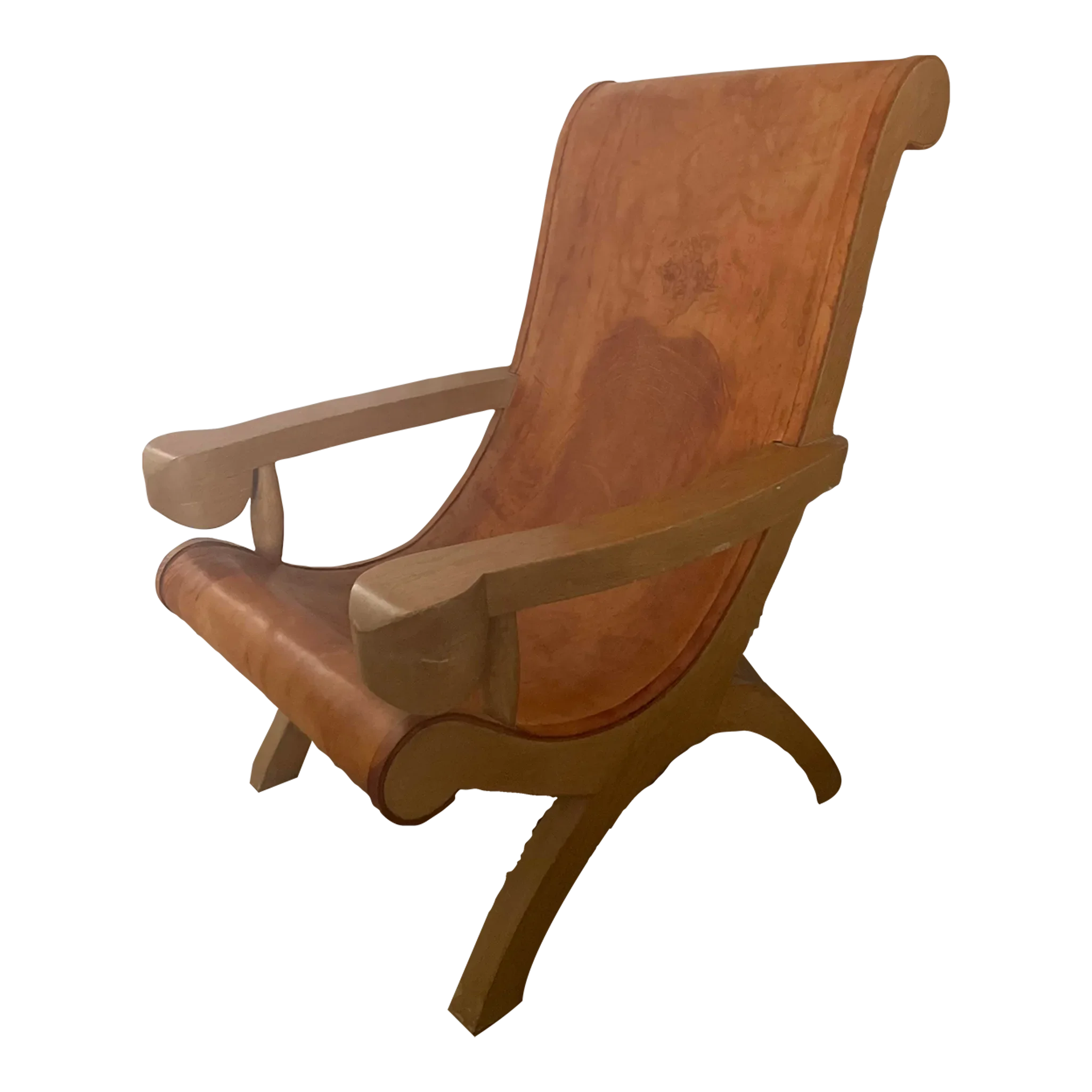 1940s Clara Porset Butaque Leather and Wood Chair | Chairish