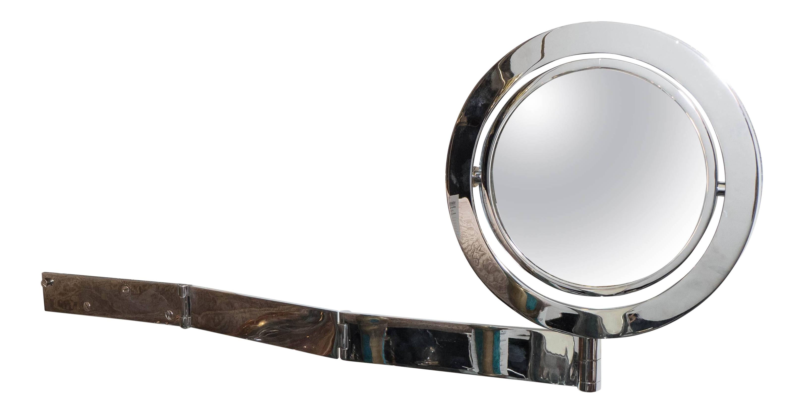 Adjustable Wall-Mounted 'Saturn Mirror' in Chrome | Chairish