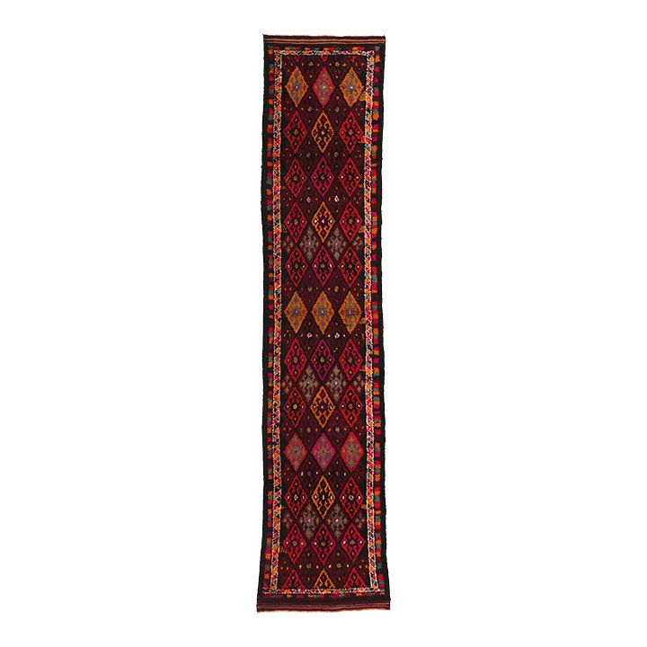 Vintage Kurdish Tribal Rug Runner - 02'10 X 13'00 | Chairish
