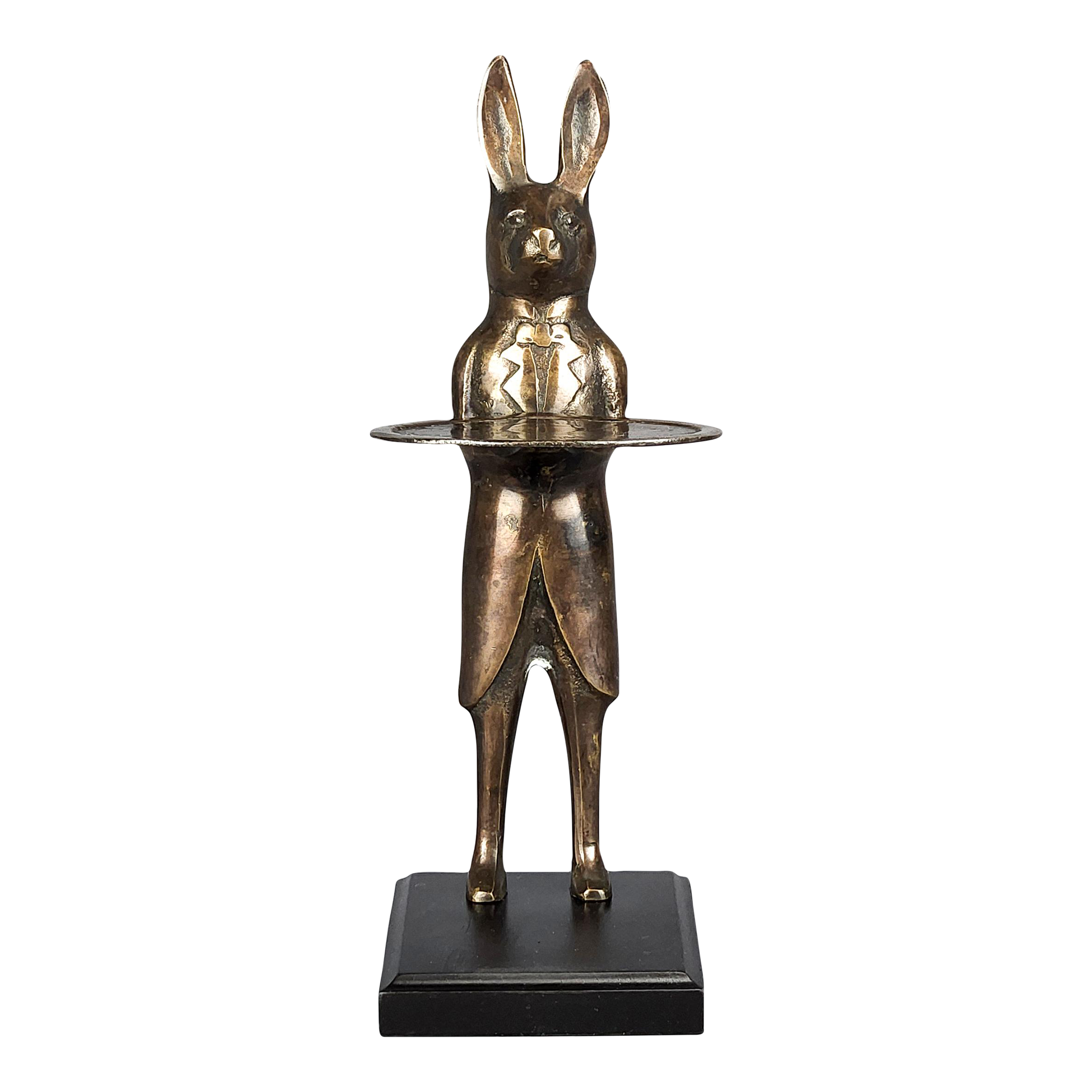 Vintage Brass Rabbit Butler in Tuxedo With Display Tray | Chairish