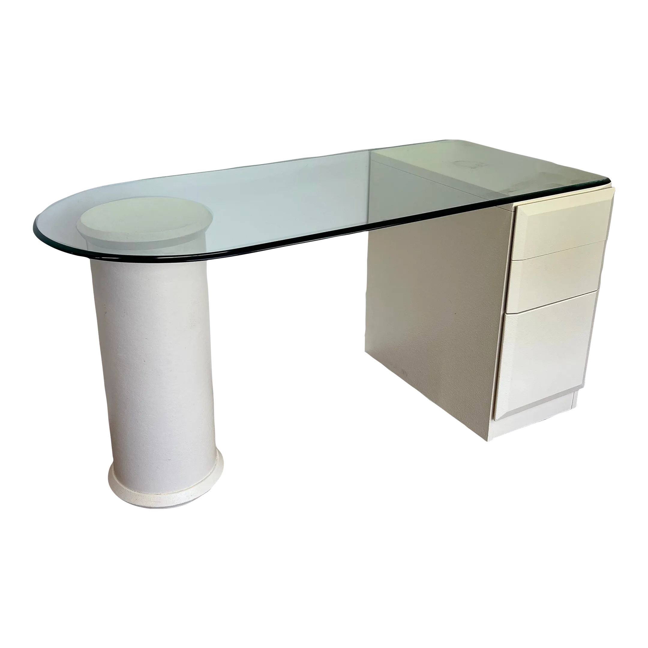 1980s Glass Top Column Desk by Lane | Chairish