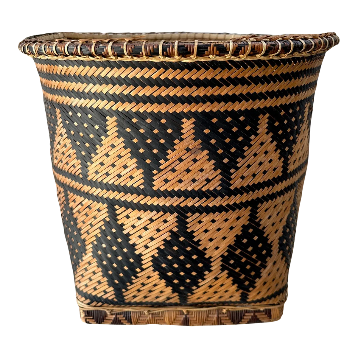 Vintage Palawan Woven Rattan Basket | Chairish