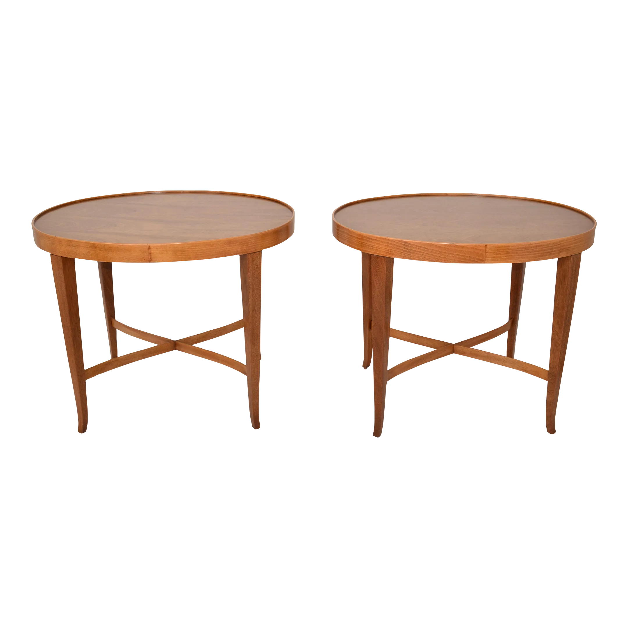 Pair, Barbara Barry Baker Furniture Walnut Oval End Side Table Newly ...