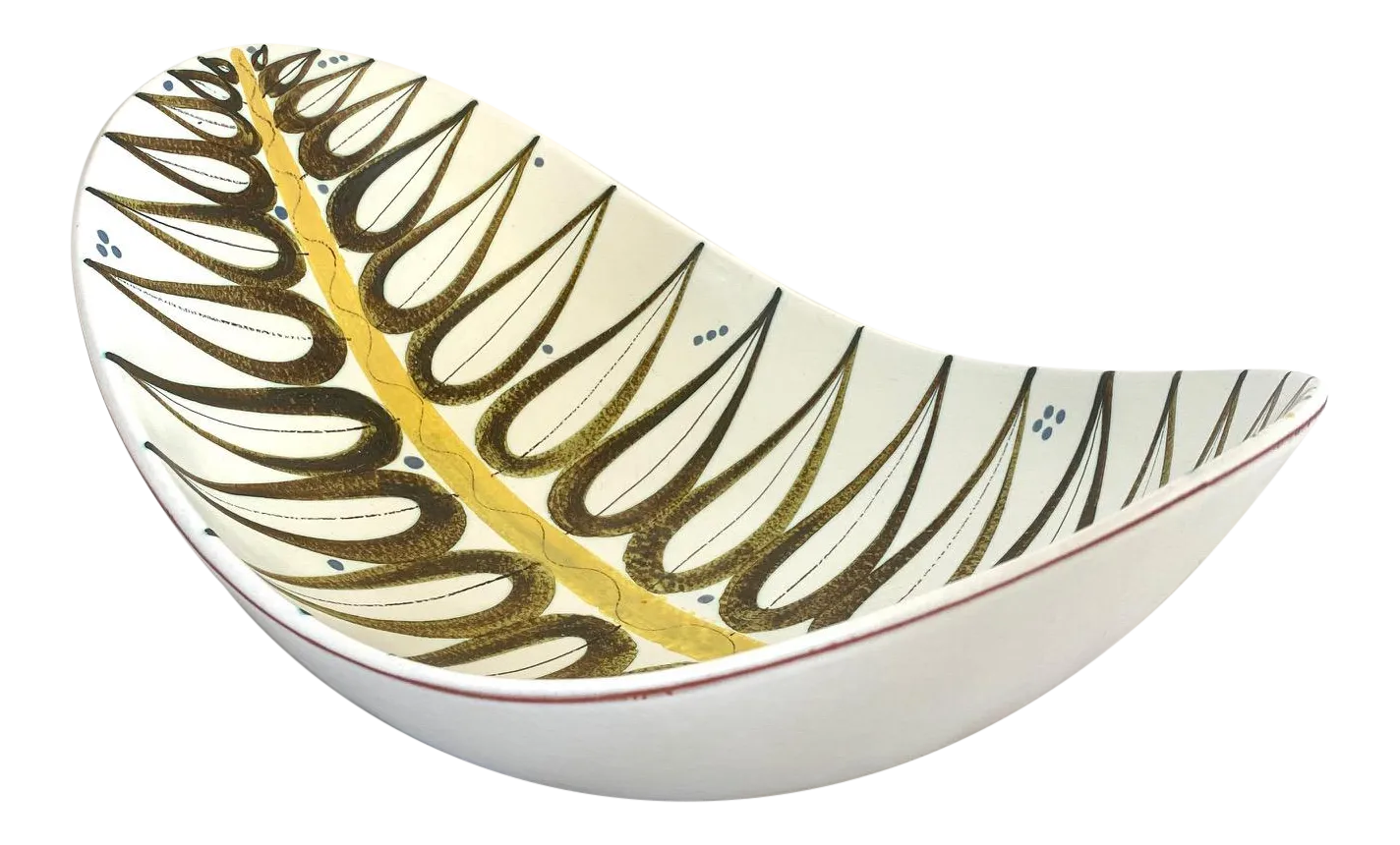 1950s Stig Lindberg for Gustavsberg Freeform Ceramic Leaf Pattern Bowl ...