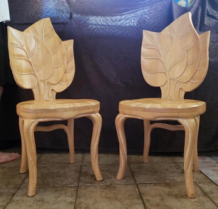 1960s Vintage French Art Nouveau Sculptural Leaf Chair