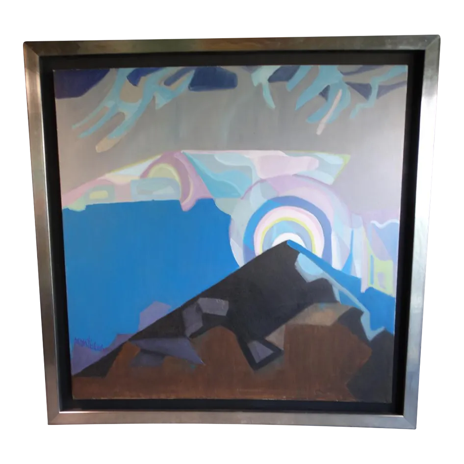 Mid 20th Century Anya Fisher Abstract Landscape "The Mountain" Oil ...