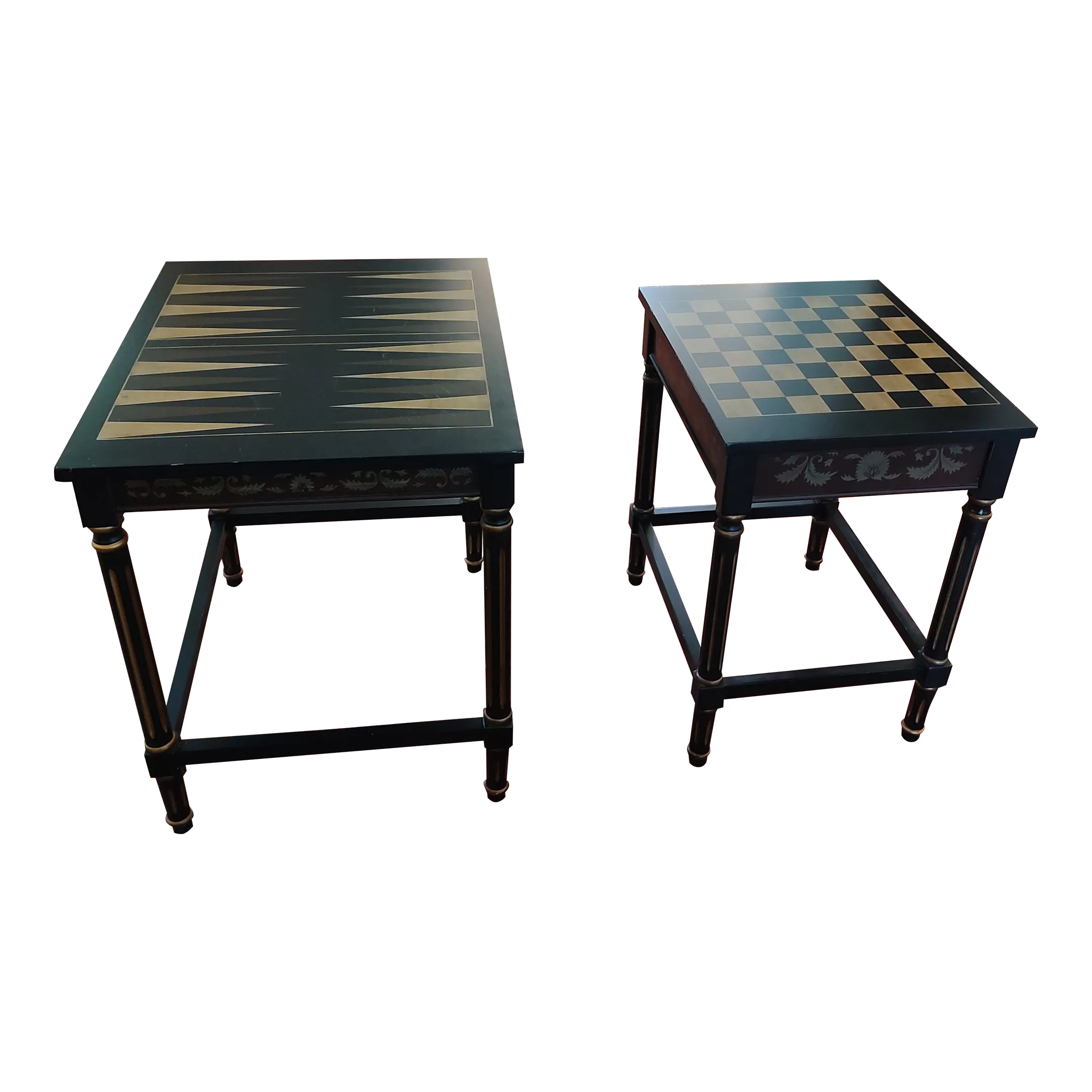 Nesting Game Table Set (Two Tables) With One Pull-Out Drawer in Lower ...