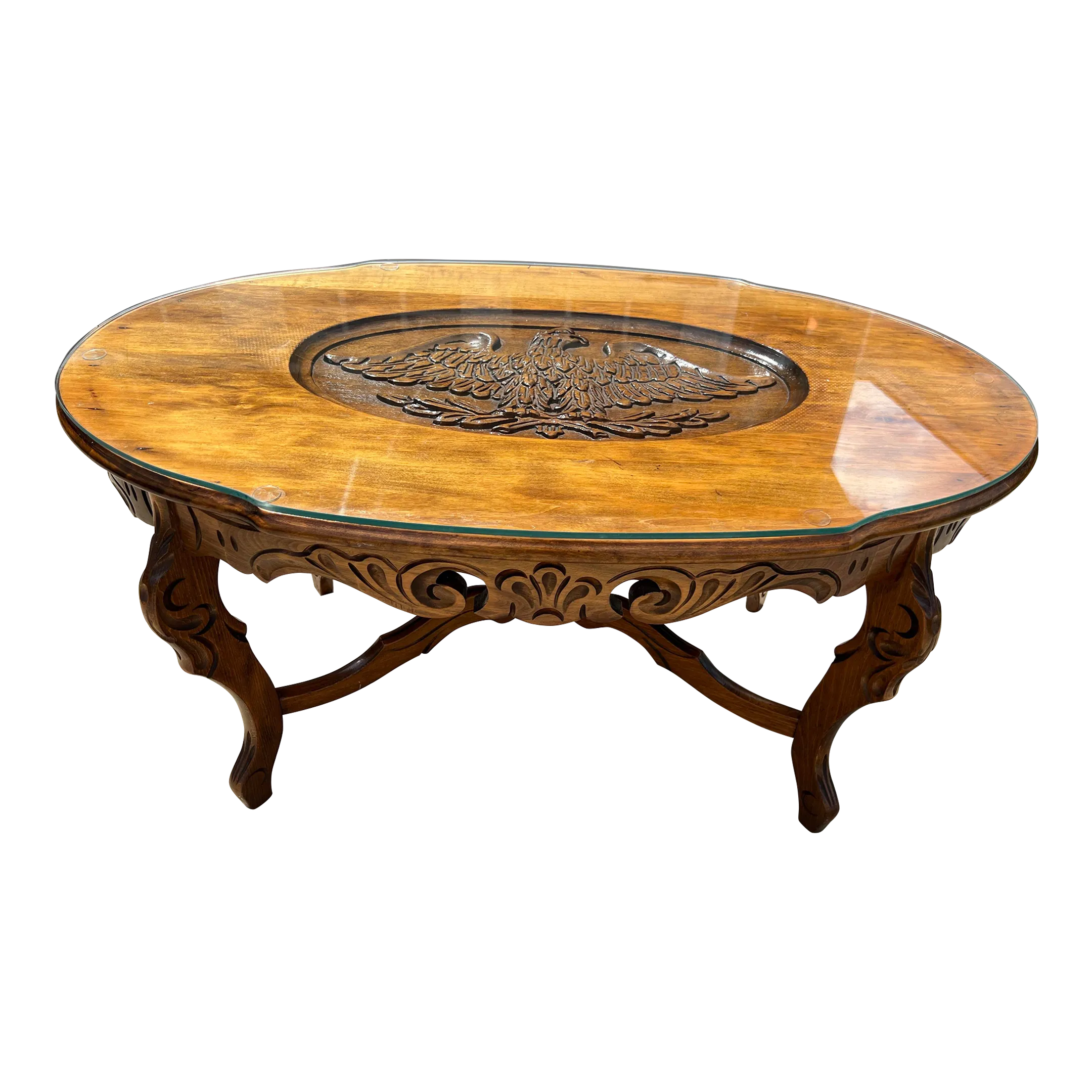 Antique 19th Century Victorian Oak Coffee Table With Large Hand Carved ...
