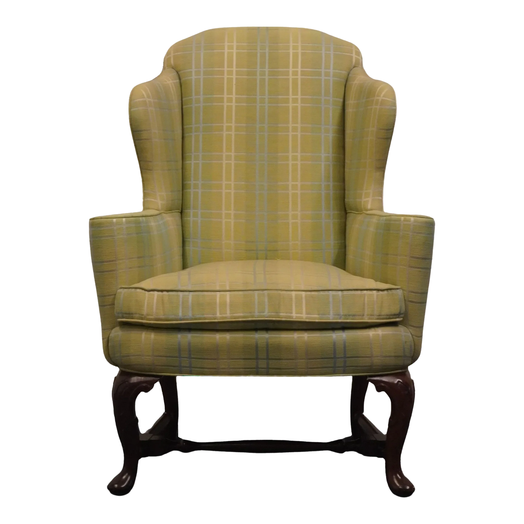 Sherrill Furniture Traditional Style Green Plaid Upholstered Accent ...