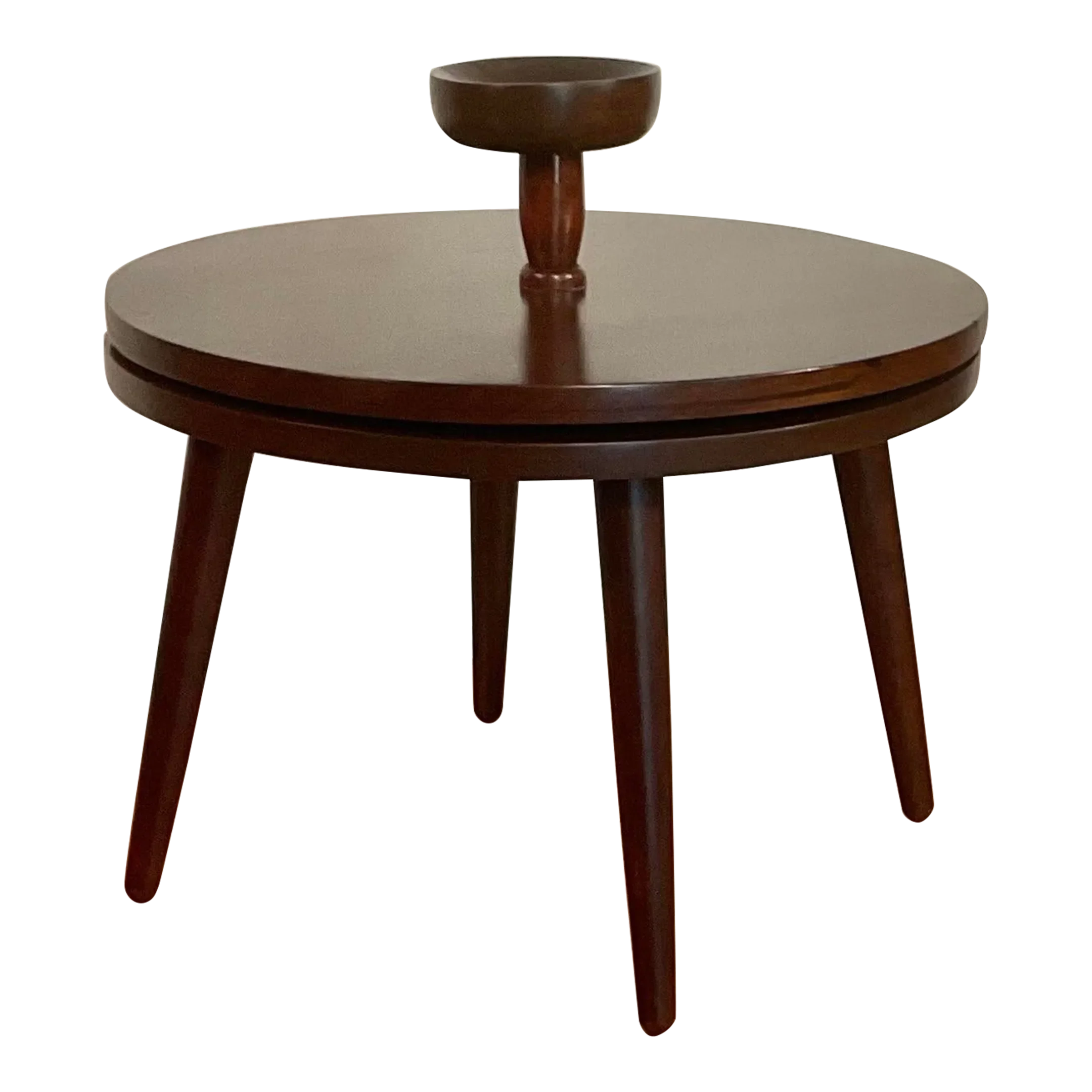 Mid Century Circular Wooden Rotating Lazy Susan End Side Coffee Table ...