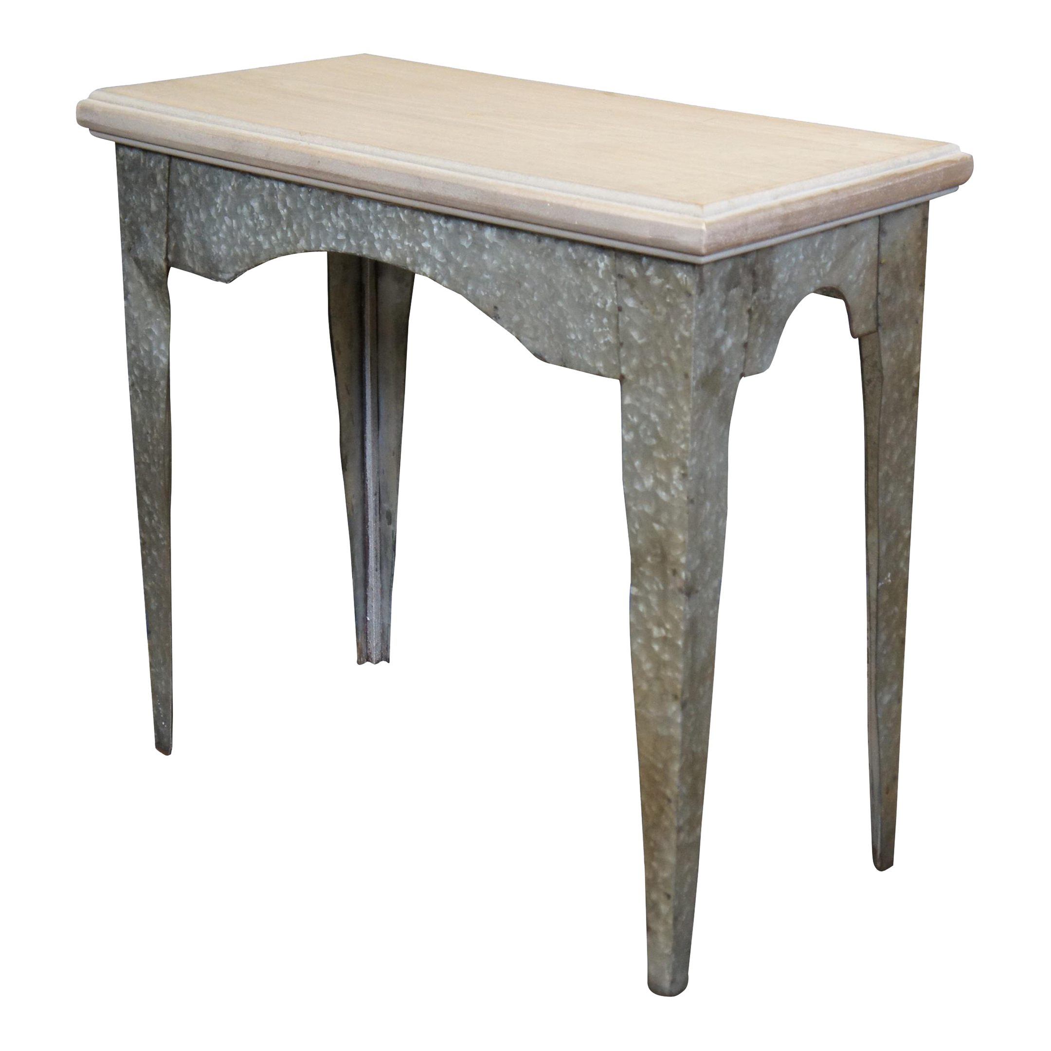 Late 20th Century Vintage Galvanized Metal Wood Modern Entry Console ...