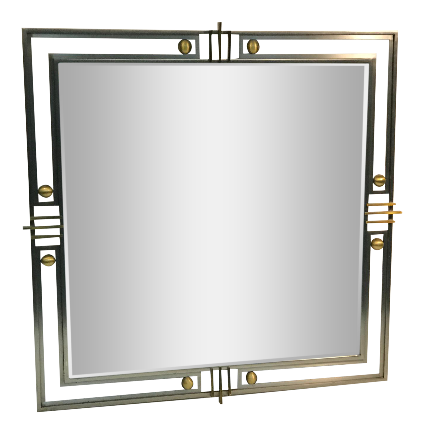 Late 20th Century Modern Mirror with Brass Accents and an Design | Chairish