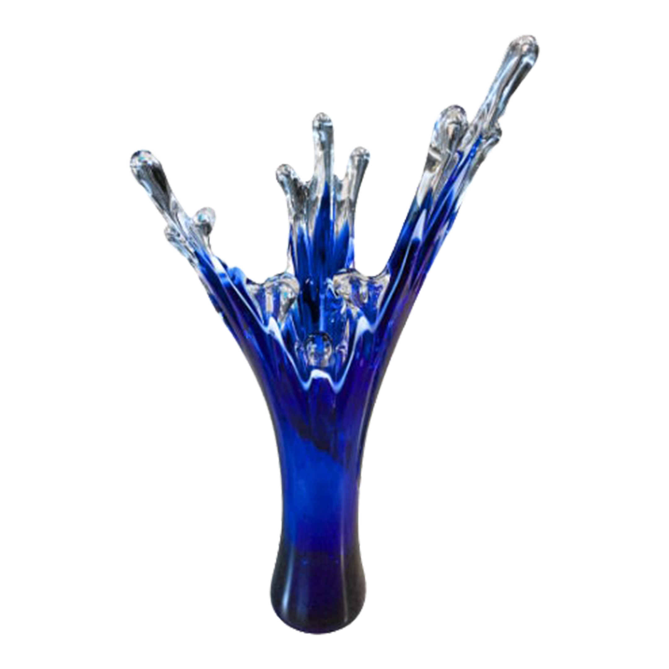 Vintage Mid Century Modern Water Splash Stretched Blue and White Art ...