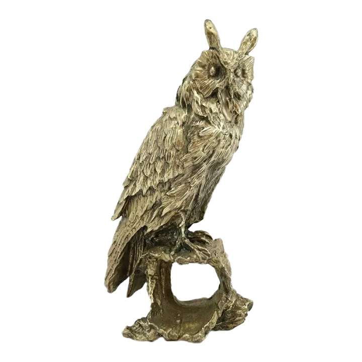 Late 20th Century Vintage Brass Owl Figurine | Chairish